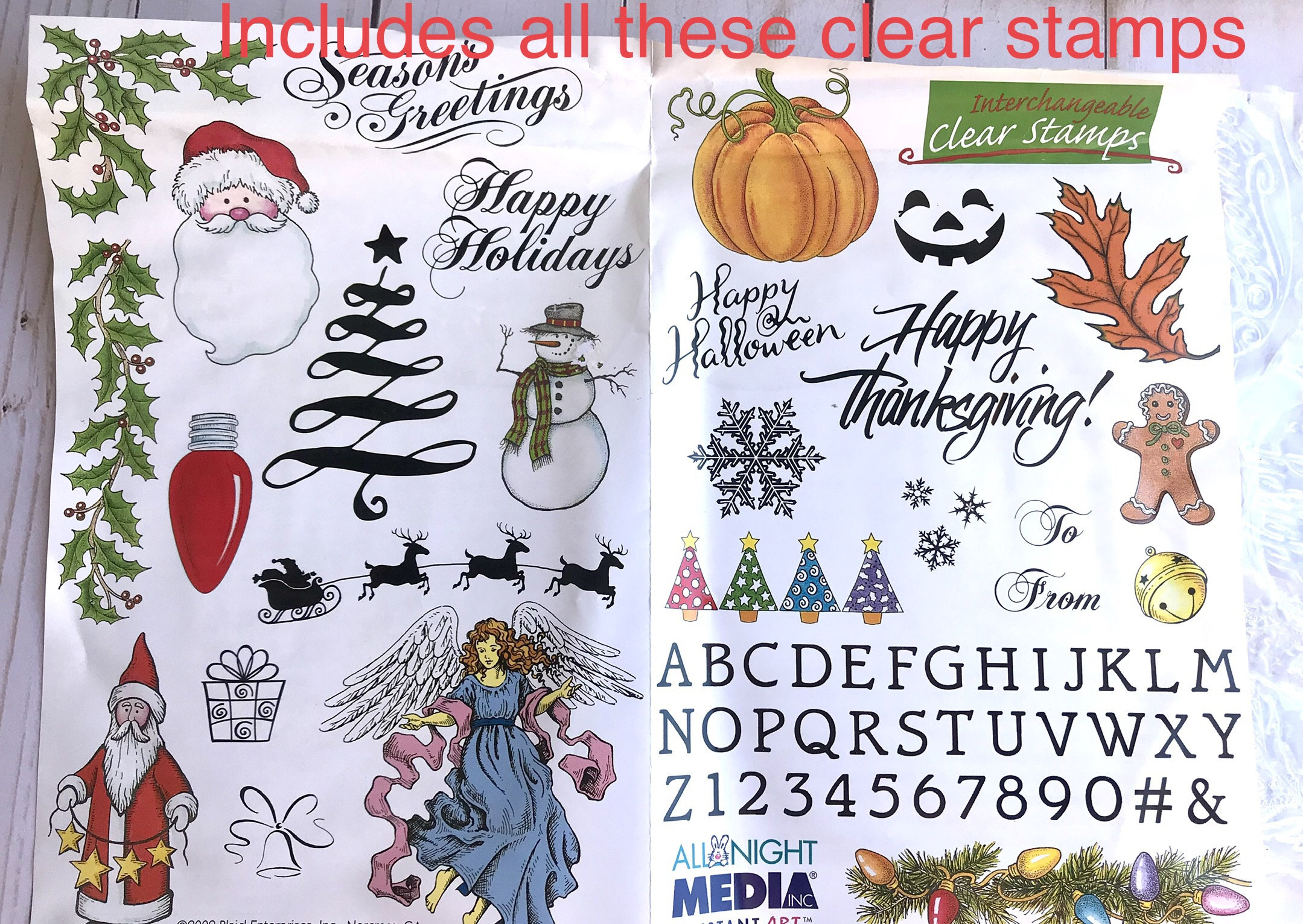 Christmas Thanksgiving Halloween Clear Stamp SET Alphabet Santa ...