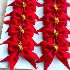 10 Mini Red Bows Fabric Christmas Velvet Brushed Suede Velour Christmas ...