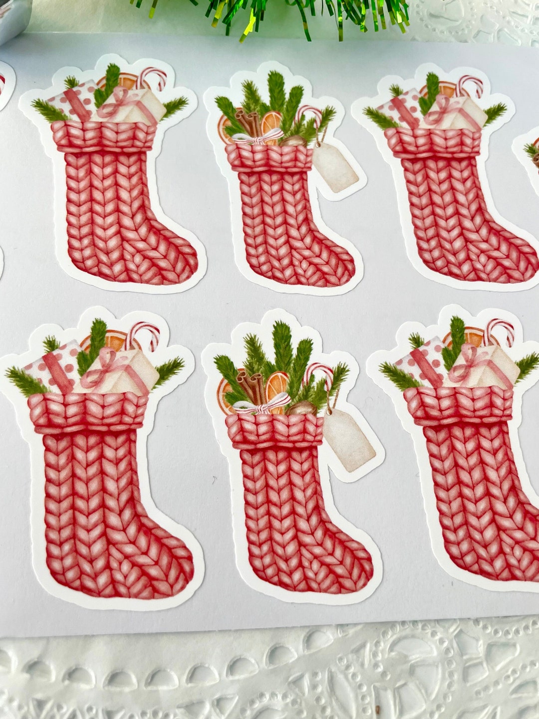 Christmas Stocking Sticker Sheet Christmas Stickers Knitted Stockings ...