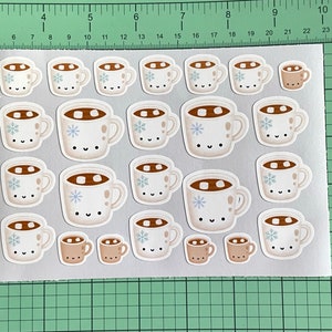 Kawaii Mugs Sticker Sheet Cute Cup Stickers Hot Chocolate Marshmallows ...