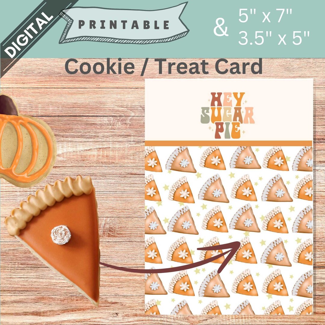 Printable COOKIE Card Pumpkin Pie Fall Digital Download Cookie Card ...