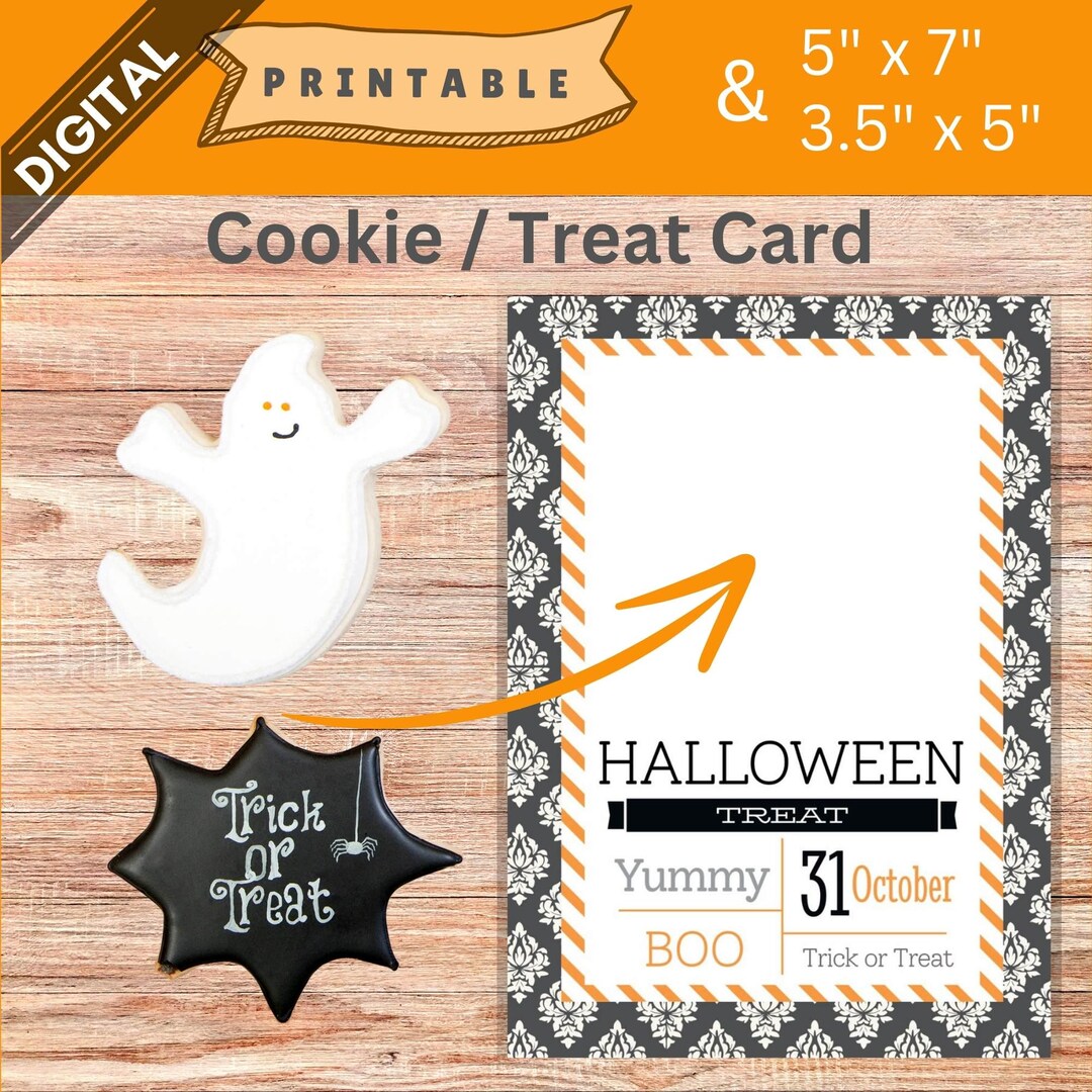 Printable Halloween COOKIE Card Digital Download Cookie Card Download ...