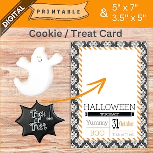 Printable Halloween COOKIE Card Digital Download Cookie Card Download ...