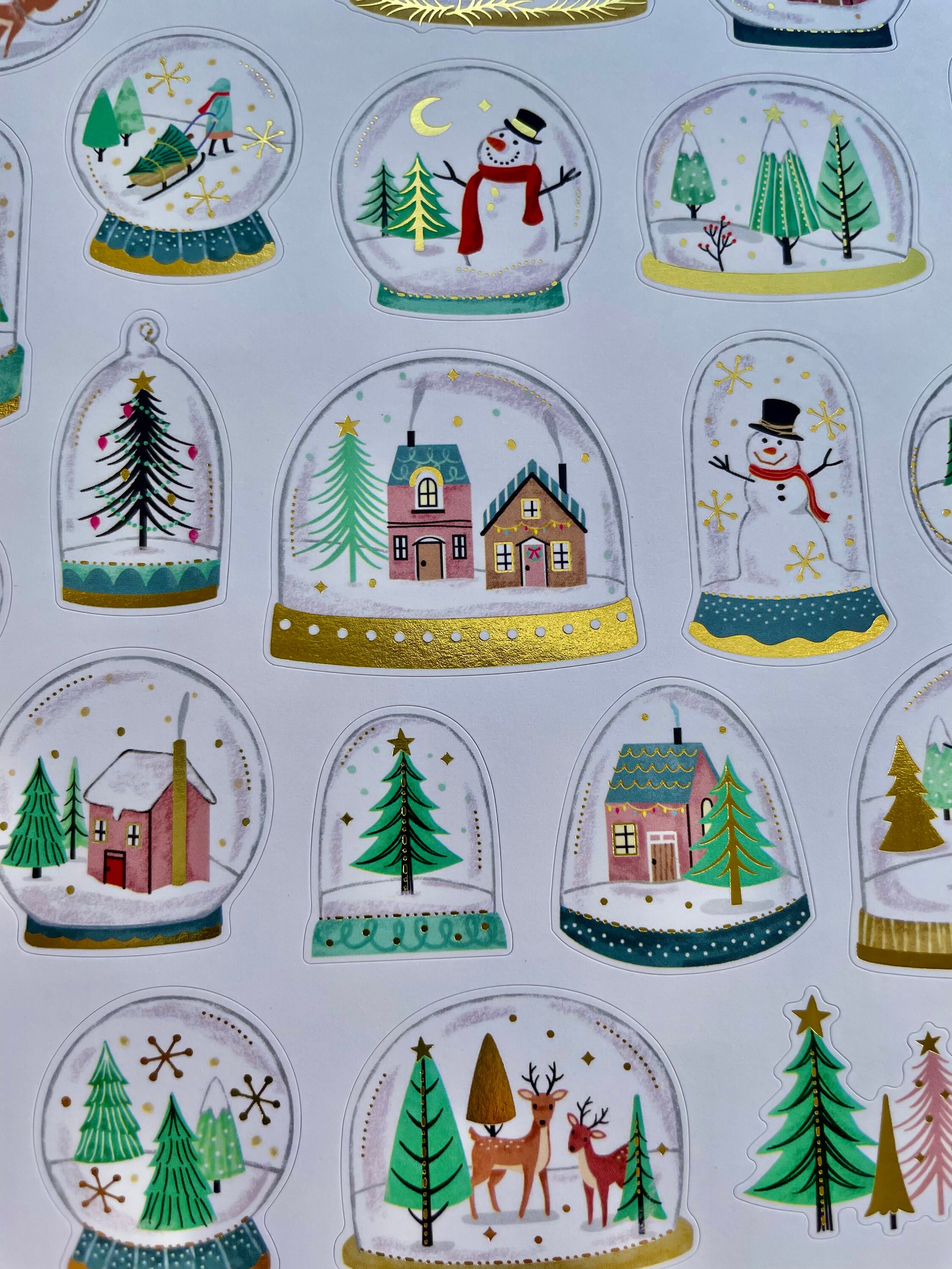 Snowglobe Stickers Christmas Set Embellishment Xmas Card Making Winter ...