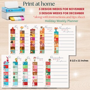 Weekly Planner Printable Holiday Calendar Digital Download Thanksgiving ...