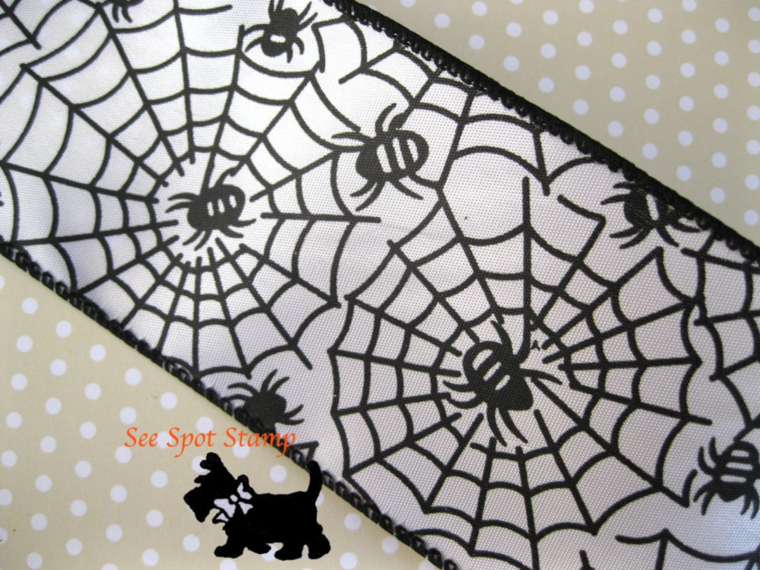 Halloween Ribbon Spider Web Ribbon Spiderweb Ribbon Black White 2 1 /2 ...