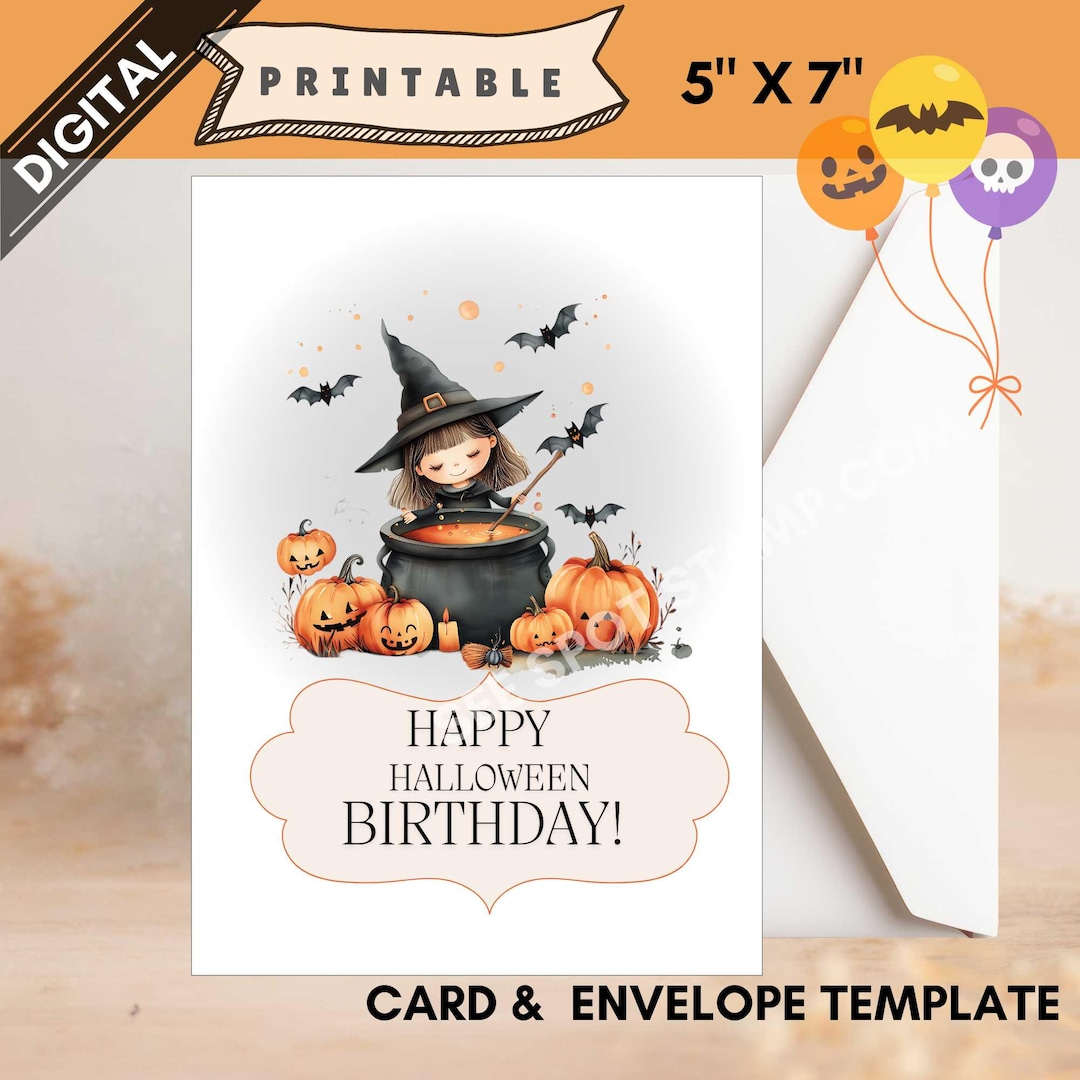 Halloween Birthday Card Happy Halloween Card Printable Halloween Card ...