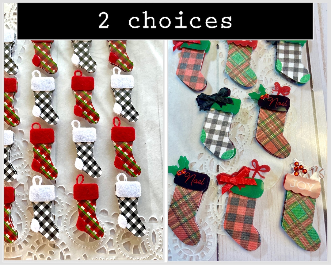 3D Christmas Stocking Sticker Sheet Christmas Stickers Plaid and ...