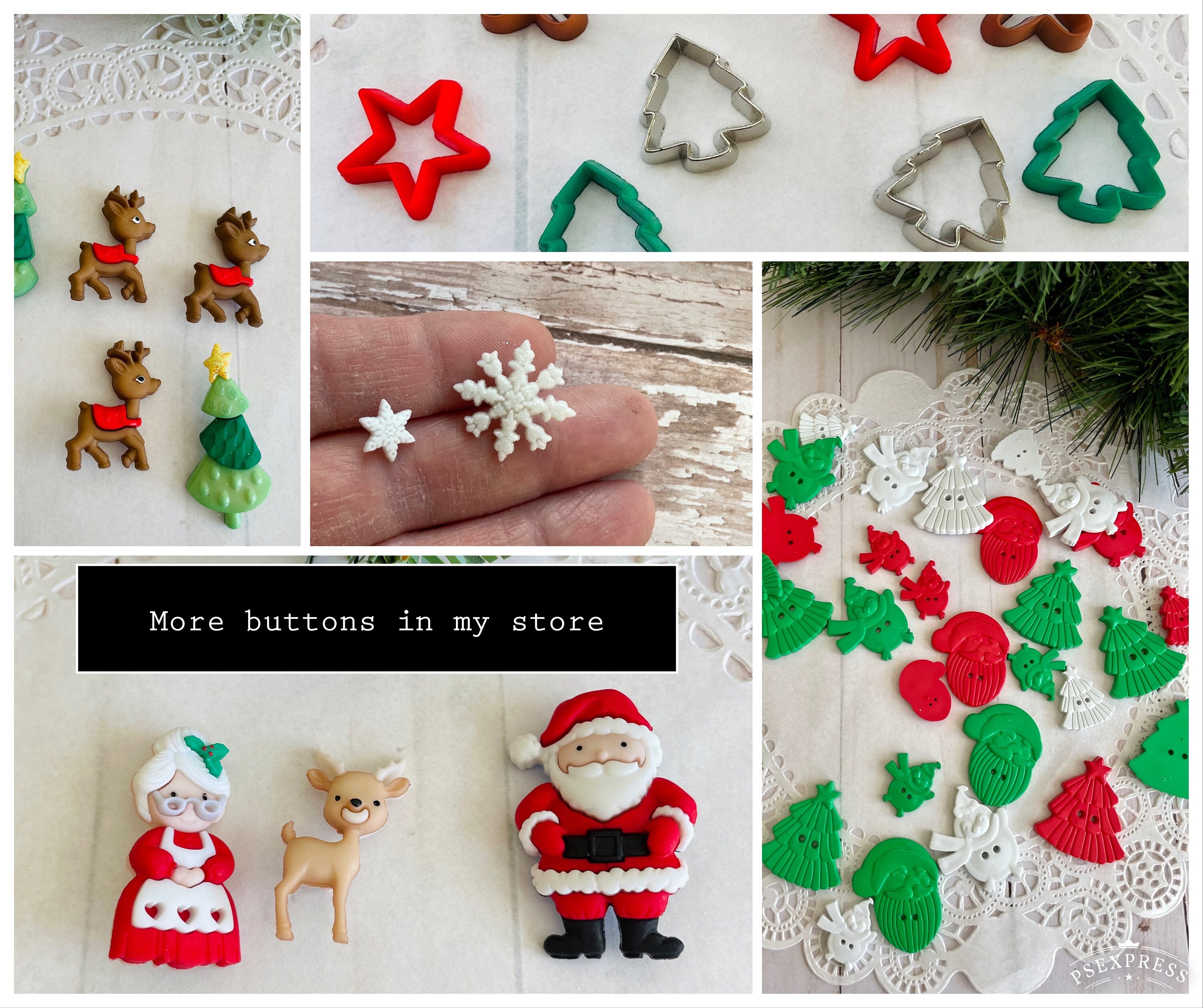 Christmas Buttons Gingerbread Man Men Charms Ornaments Embellishment ...