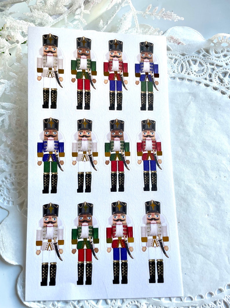 3D Layered Nutcracker Stickers Toy Soldiers Christmas Embellishment Nut ...