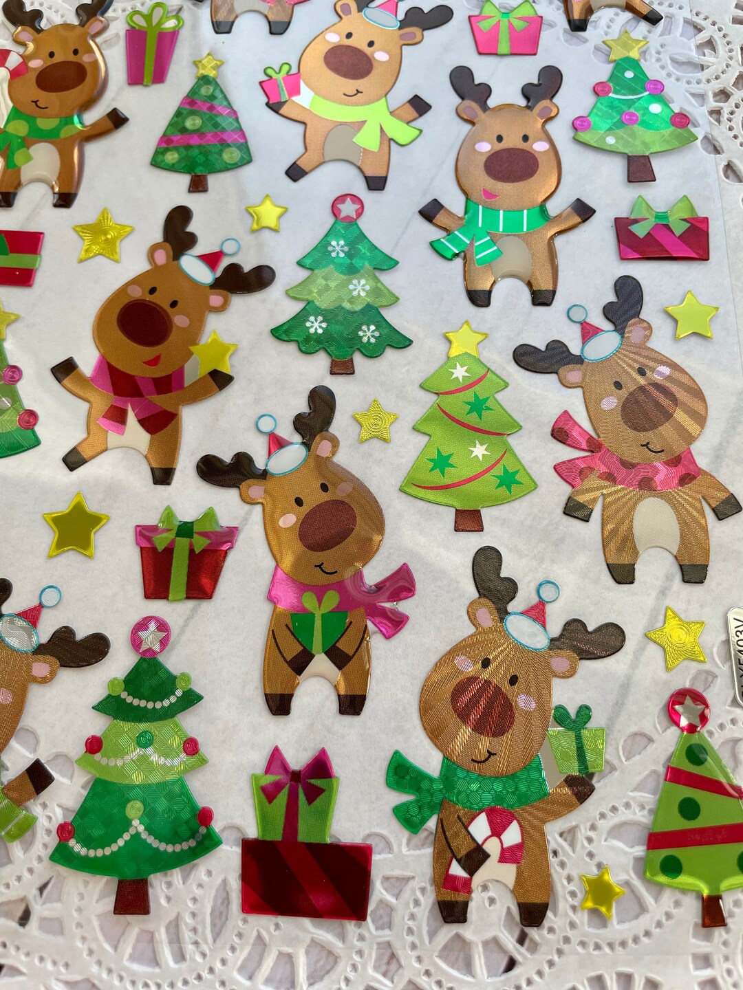 Reindeer Stickers Sheet Christmas Deer Embellishments Glossy Dancing ...