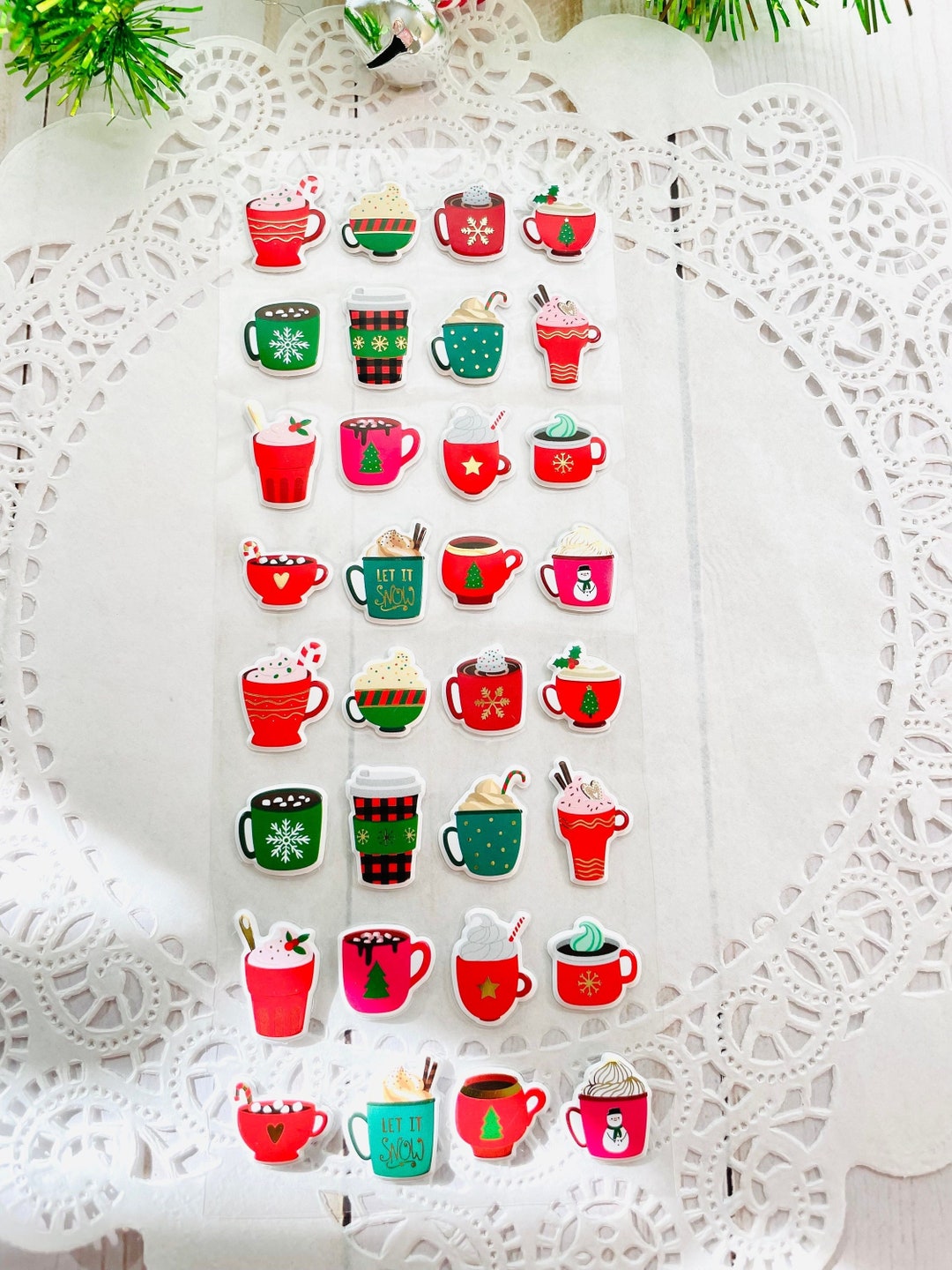 Hot Chocolate Cups Stickers Embellishment Christmas Cocoa 3-d Xmas ...