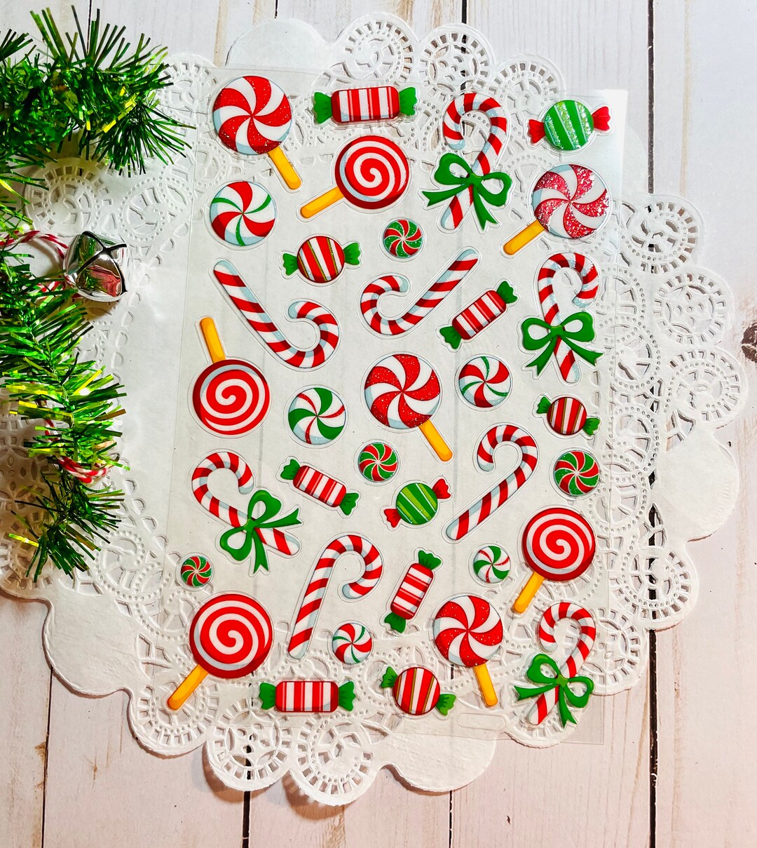 Candy Canes Stickers Christmas Embellishments Wrapped Candy Starlight ...