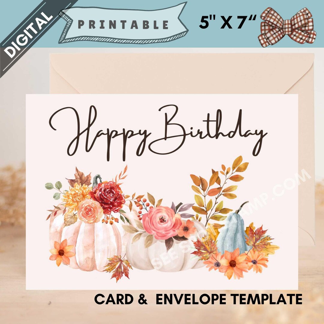 Printable Fall Birthday Card Digital Download September October ...