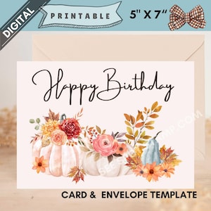 Printable Fall Birthday Card Digital Download September October ...