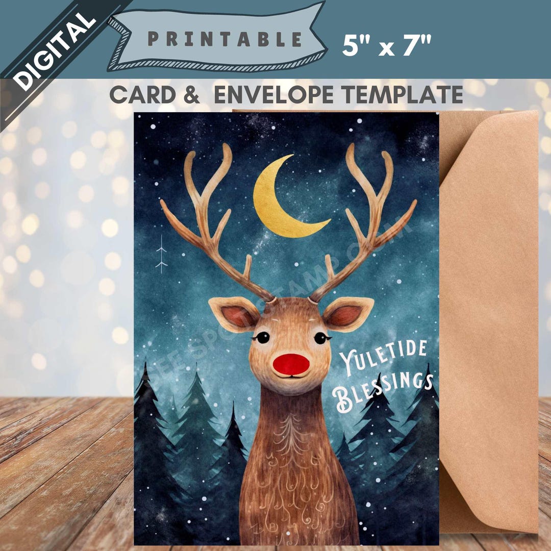 Printable Yuletide Card for Winter Greeting Card Digital Download Yule ...