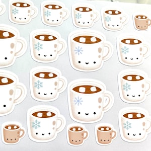 Kawaii Mugs Sticker Sheet Cute Cup Stickers Hot Chocolate Marshmallows ...