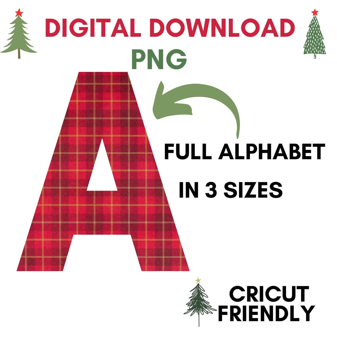 Red Plaid Alphabet Digital Printable for Stickers Tags - Etsy