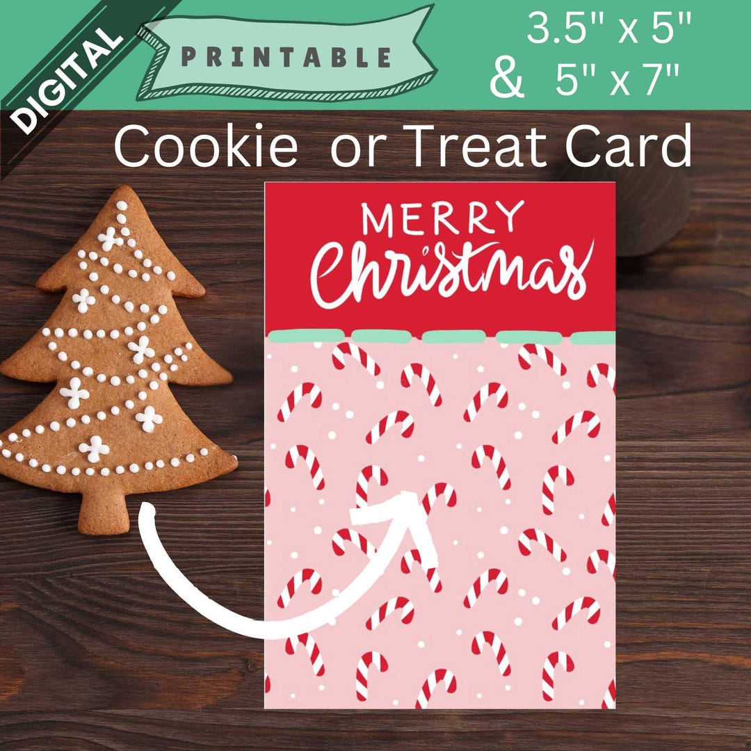 Printable Christmas COOKIE Card Digital Download Cookie Card Download ...