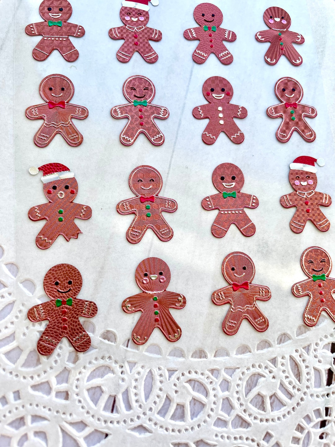 Gingerbread Man Stickers Sheet Cookies Christmas Embellishments Glitter ...