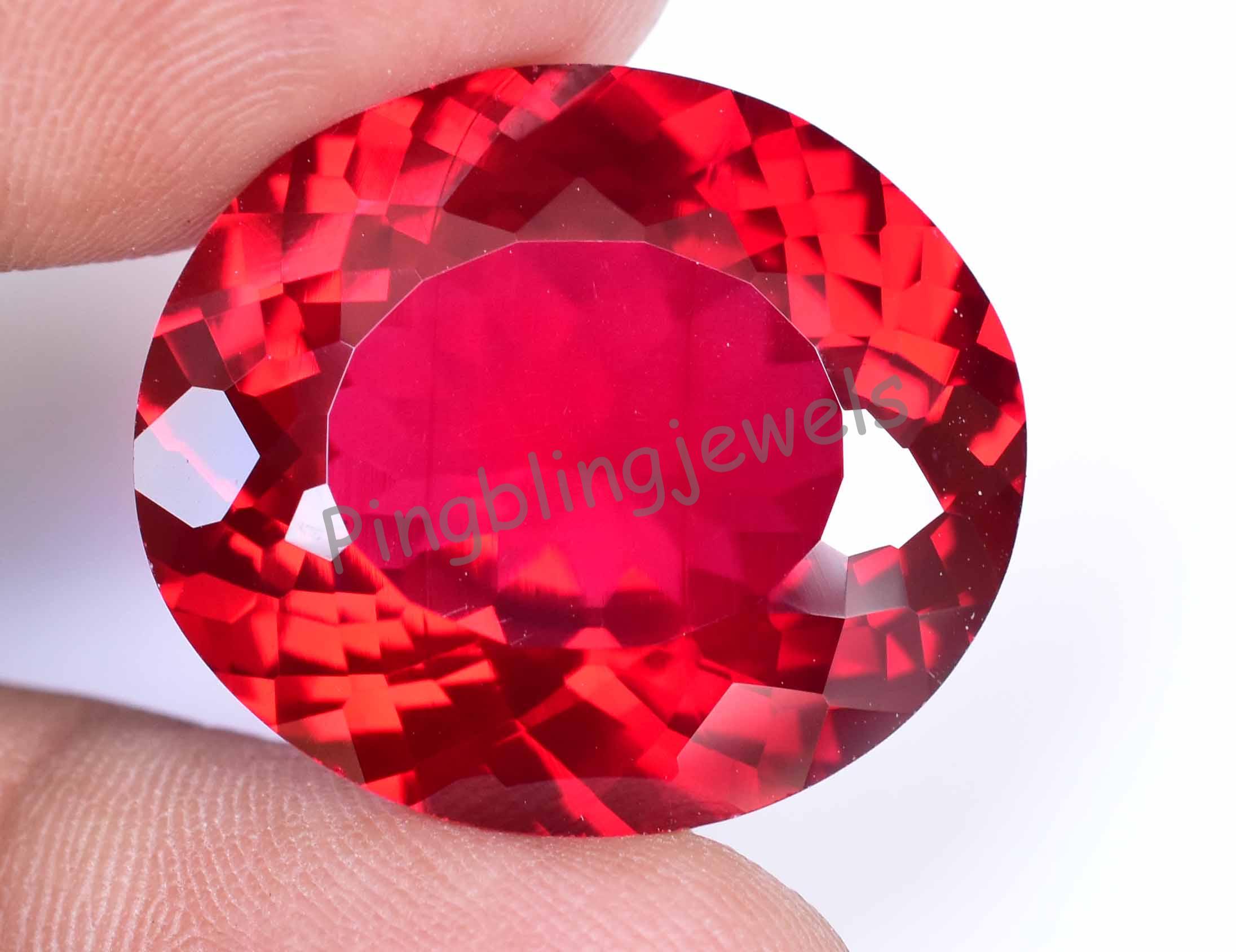 36.70 Ct Blood Red Ruby Oval Shape Mozambique Huge Size Loose Gemstone ...