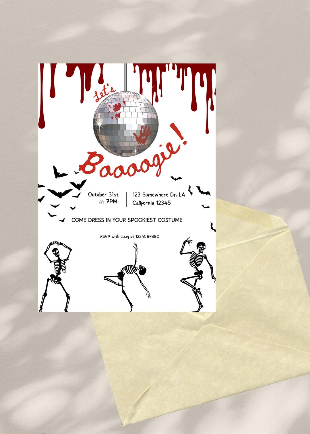 Halloween Disco Party Invitation | Printable Spooky Boogie Night Invite ...