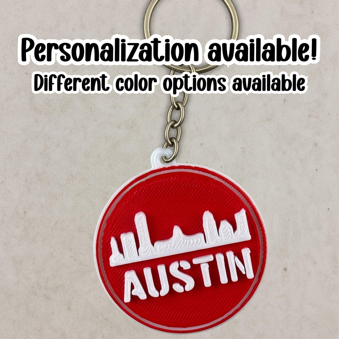 Personalized Austin Skyline Keychain, Custom Keyring Name, Bag Name - Etsy