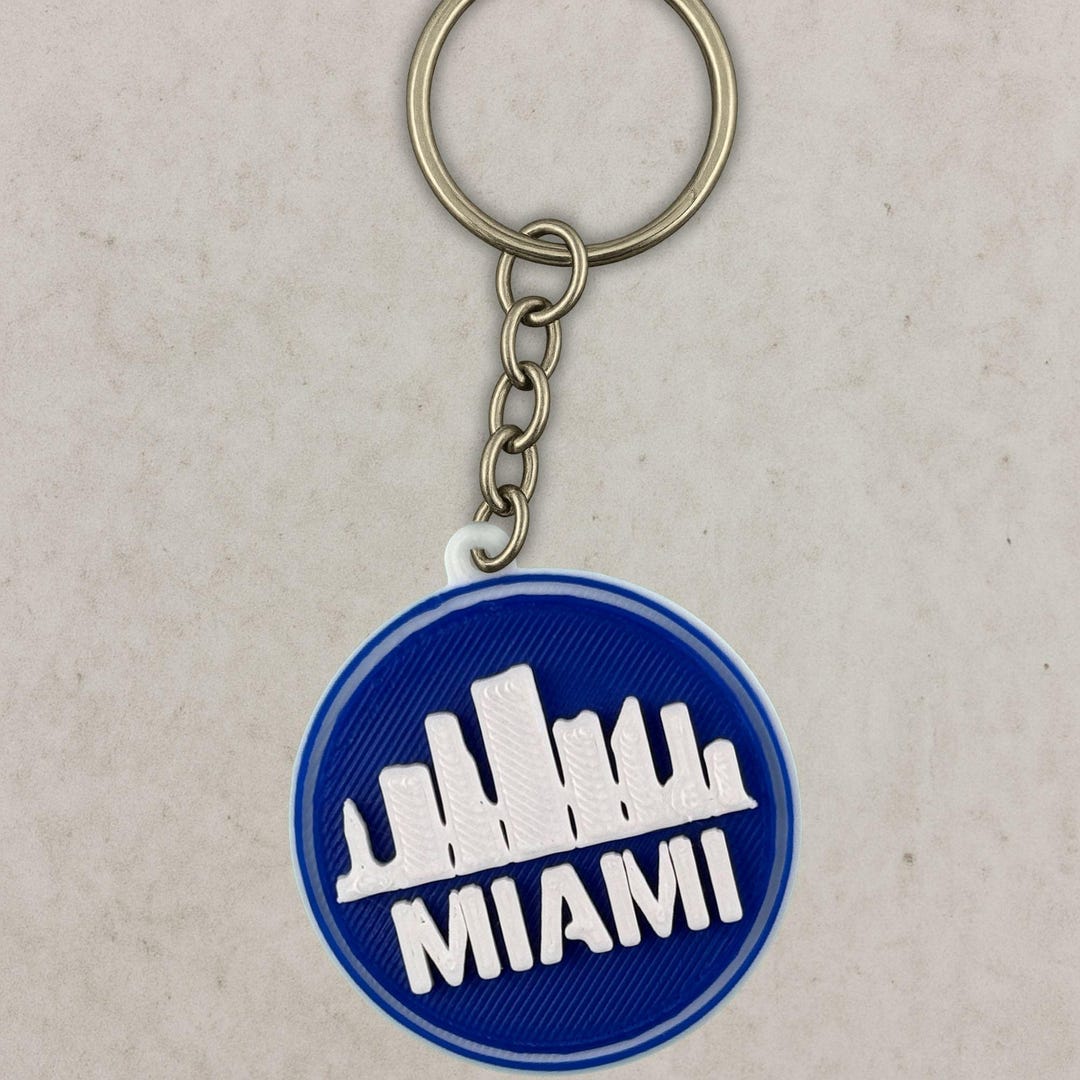 Personalized Miami Skyline Keychain, Customize Keyring, Personalize Key ...