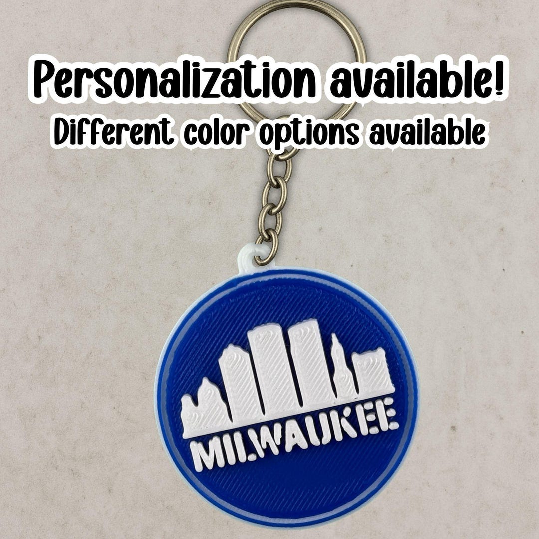 Personalized Milwaukee Skyline Keychain, Custom Keyring Name, Water ...