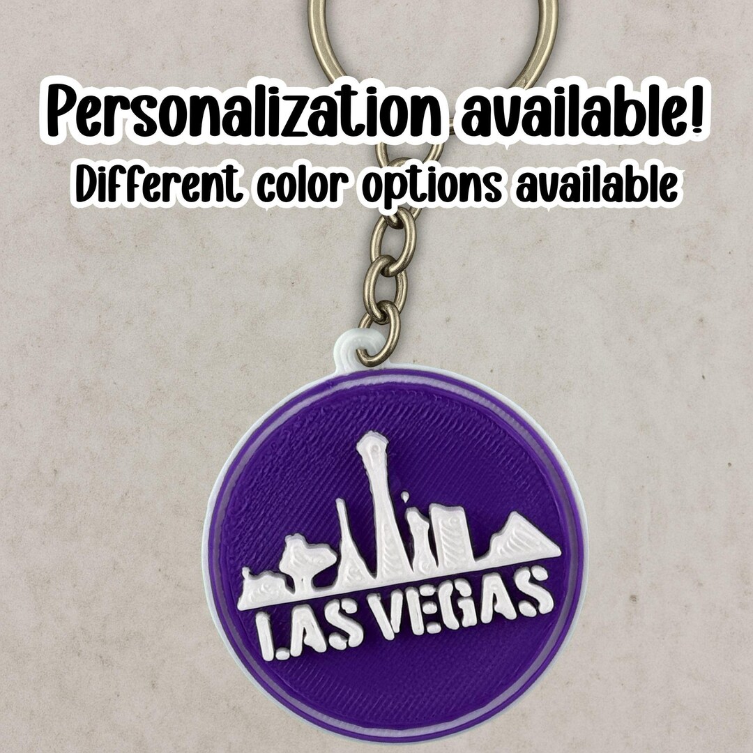 Personalized Las Vegas Skyline Keychain, Custom Keyring Name, Back Pack ...