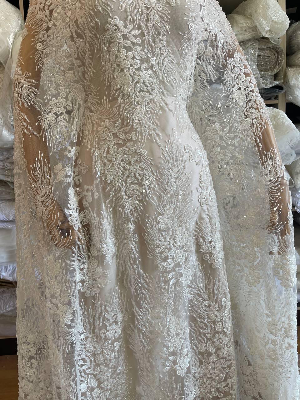 Ivory Dimensional Floral Lace Fabric, Cascading Bridal Lace, Luxury ...