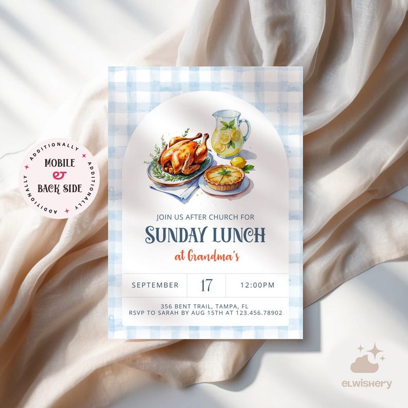 Editable Sunday Lunch Invitation Template, After Church Lunch at ...