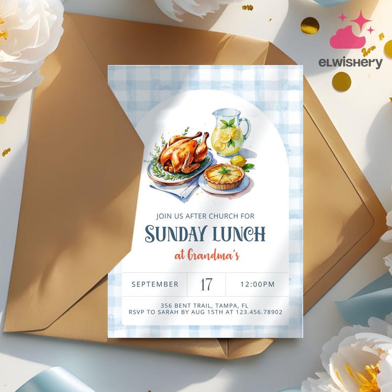 Editable Sunday Lunch Invitation Template, After Church Lunch at ...