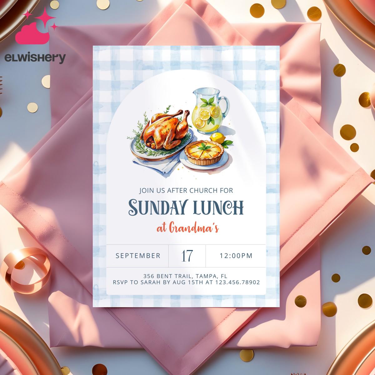 Editable Sunday Lunch Invitation Template, After Church Lunch at ...