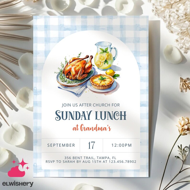 Editable Sunday Lunch Invitation Template, After Church Lunch at ...
