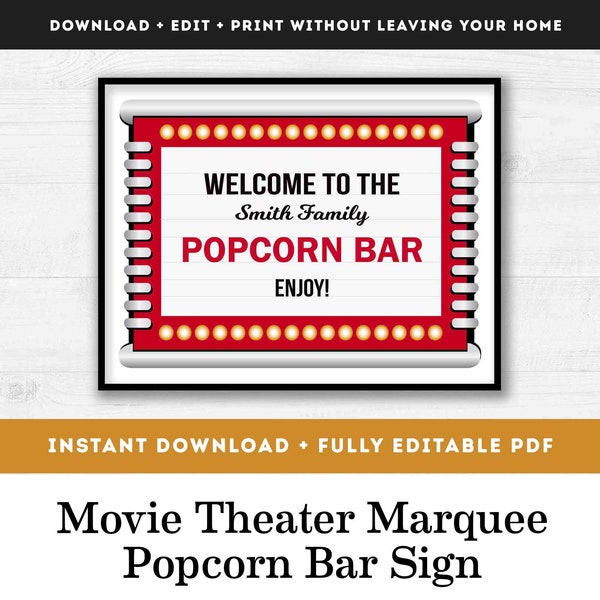 Movie Theater Sign Template - Etsy