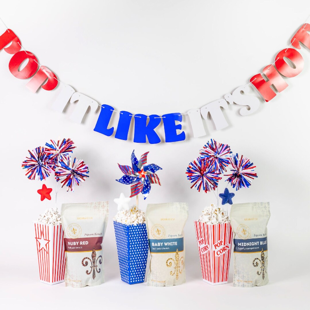 Red, White and Blue Popcorn Kit - Patriotic Gift Popcorn Gift Set ...