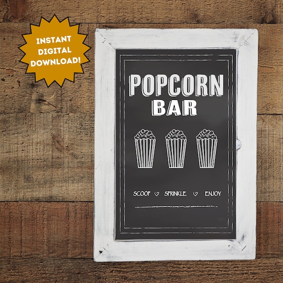 Popcorn Station Chalkboard Sign Download - Instant digital file ...