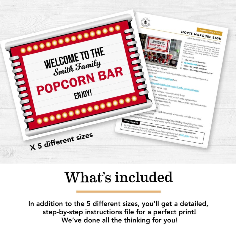 Printable Popcorn Bar Welcome Sign for Movie Night Instant - Etsy