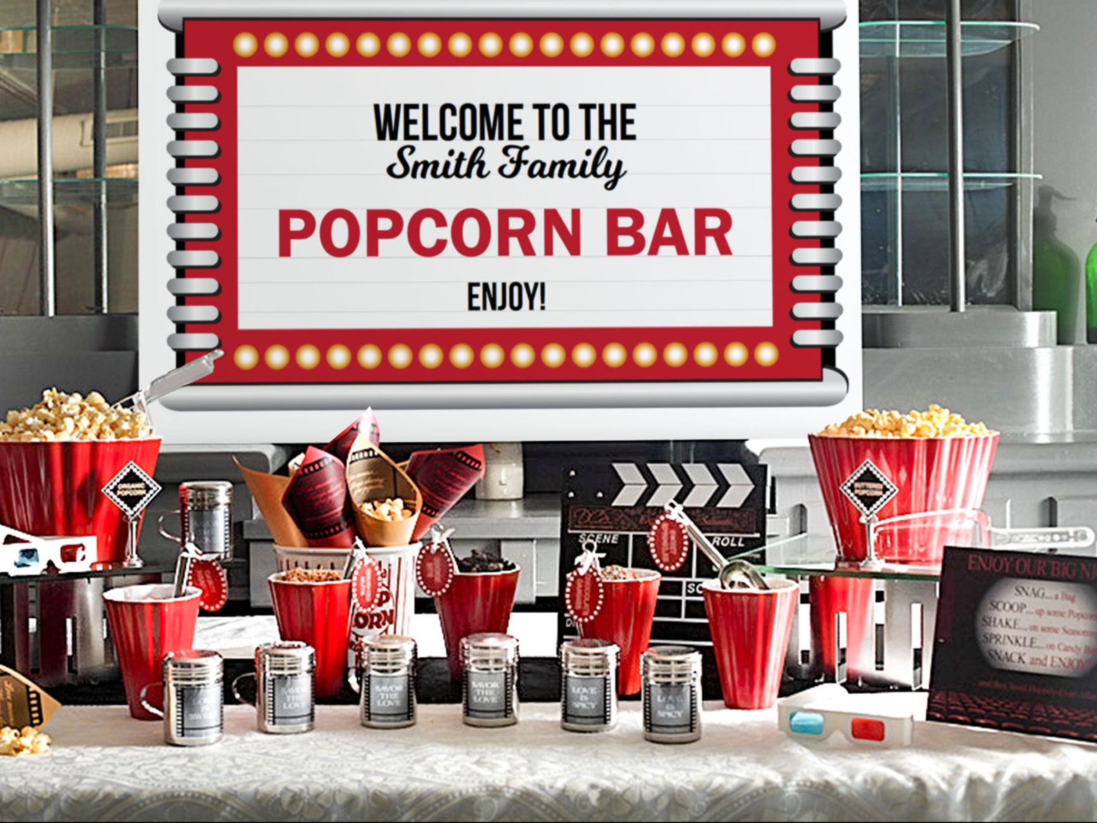 Printable Popcorn Bar Welcome Sign for Movie Night Instant | Etsy