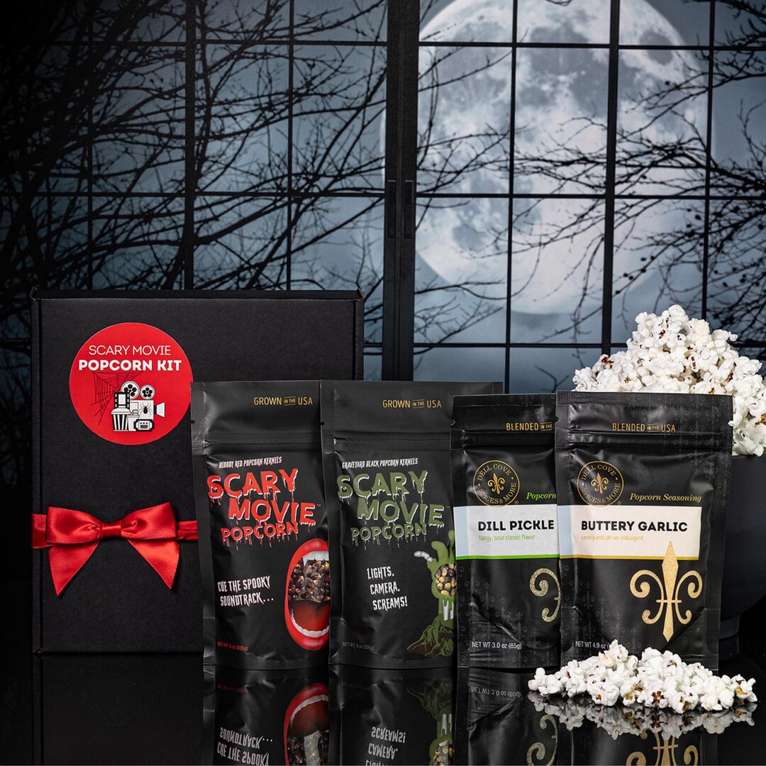 Scary Movie Popcorn Gift - Custom Popcorn + Popcorn Seasoning Gift Set ...