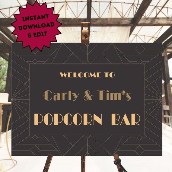 1920s Theme Party Decor - Black and gold instant downloadable sign to ...
