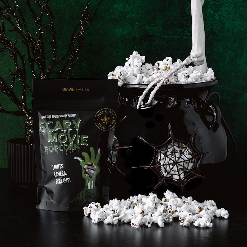 Gothic Skeleton Microwave Popcorn Popper + Scary Movie Popcorn Kernel ...