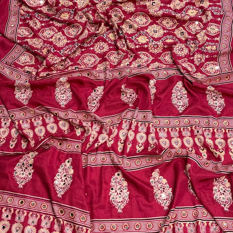 Silk Saree Mirror Work - Etsy