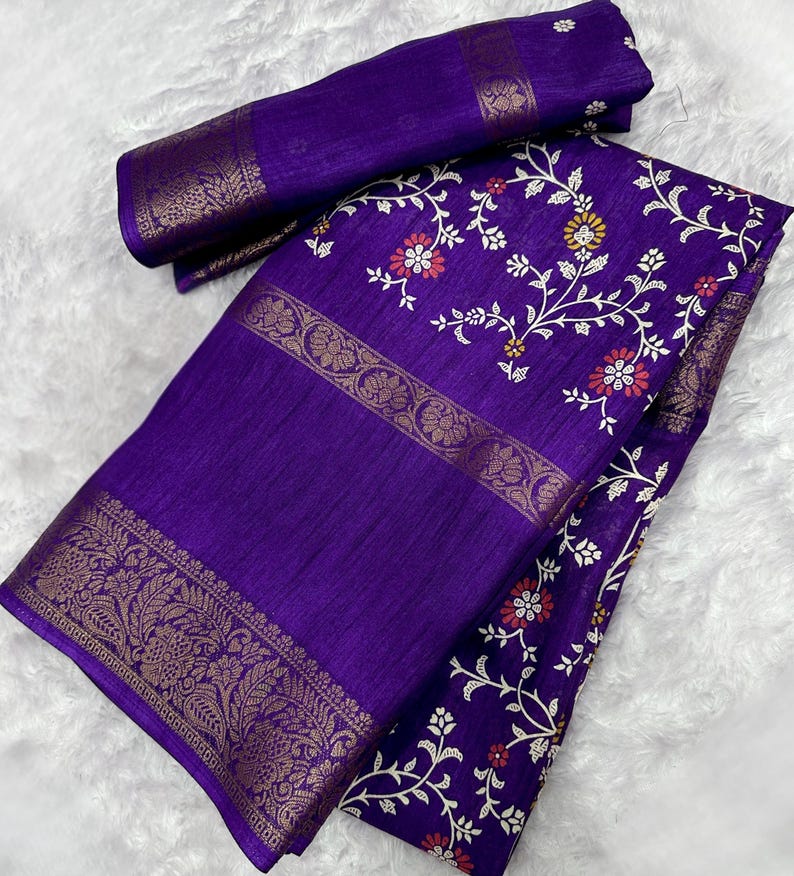 Dola Silk Saree: Kalamkari Weave, Golden Zari Border With Matching ...