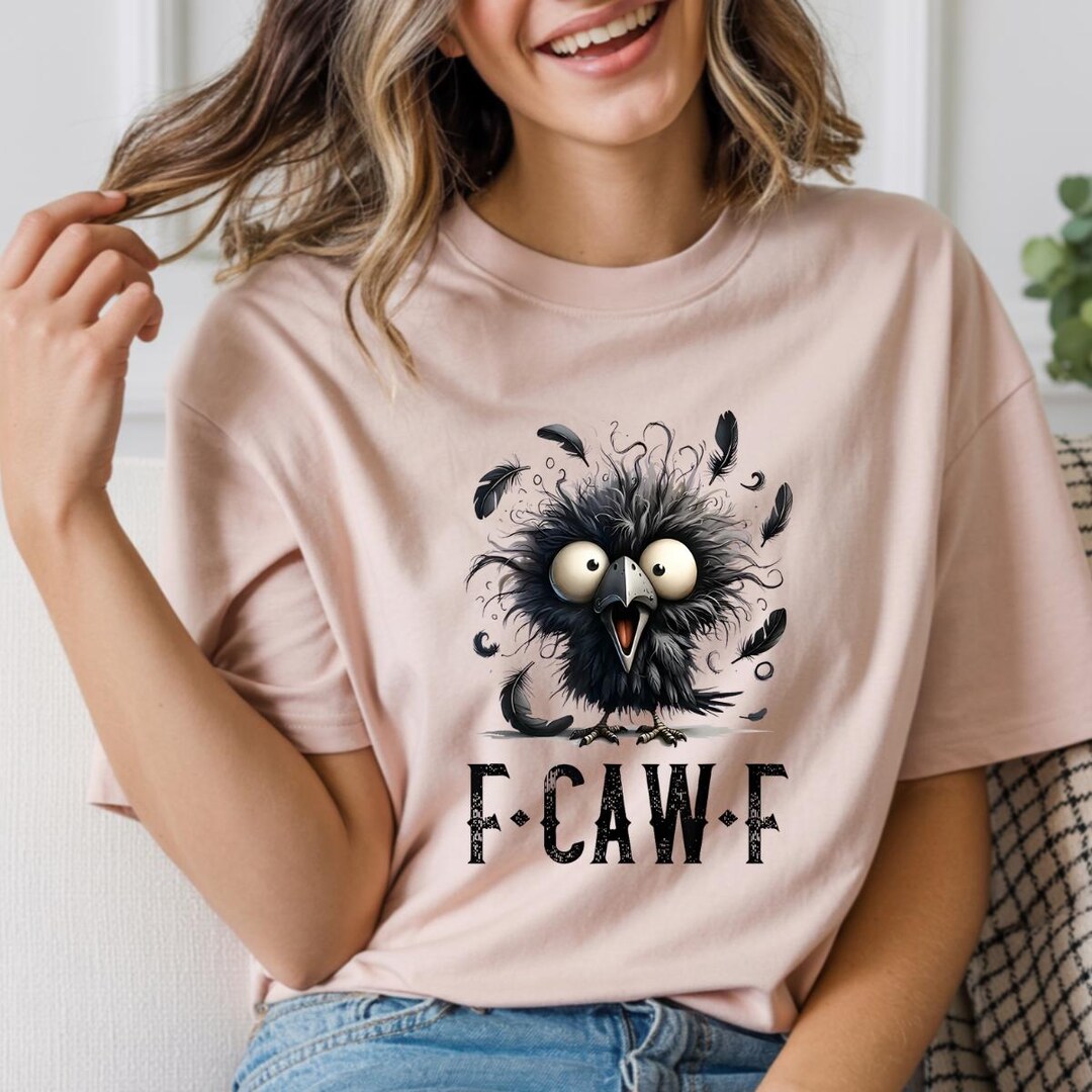 Crazy Bird Meme Shirt - F-caw-f Screaming Crow Tee - Funny Unhinged ...