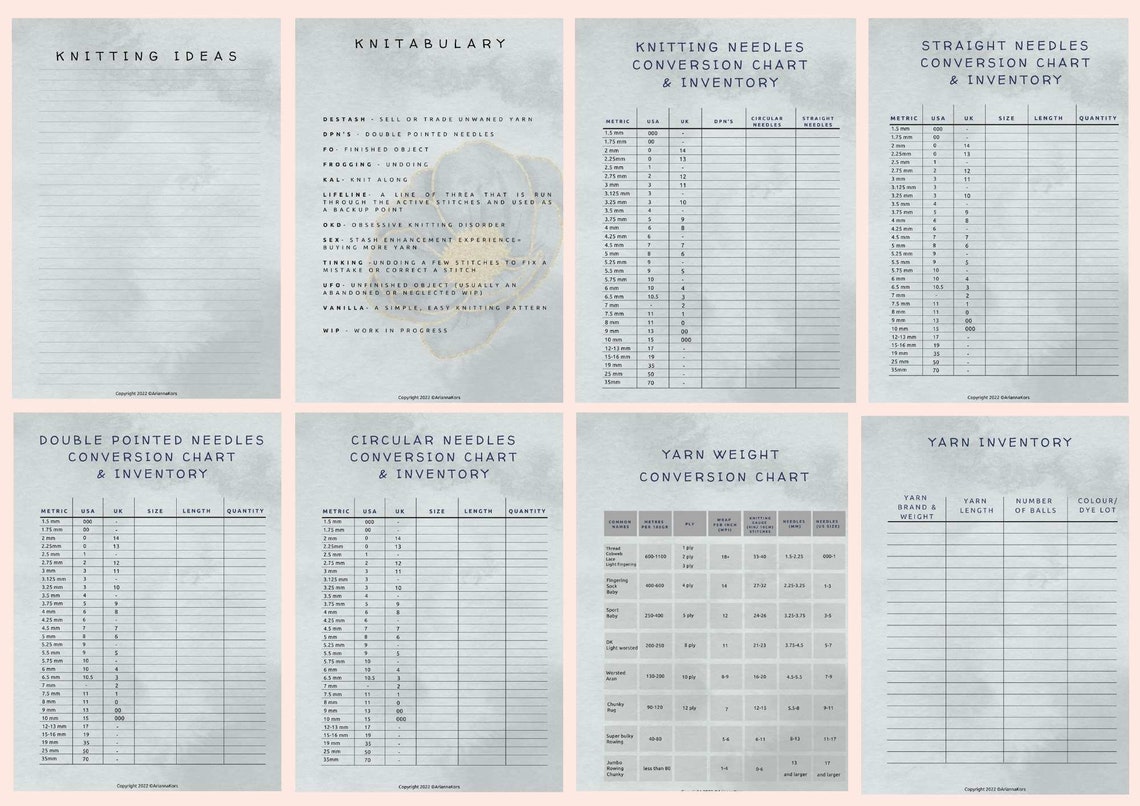 Printable and Writable Knitting Planner PDF. Printable and Digital ...