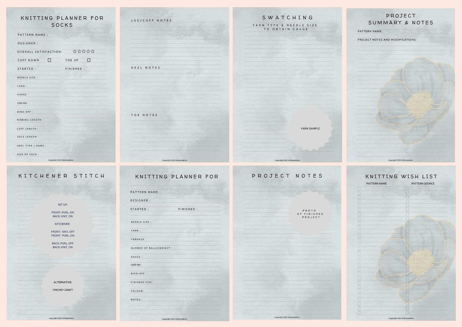 Printable and Writable Knitting Planner PDF. Printable and Digital ...