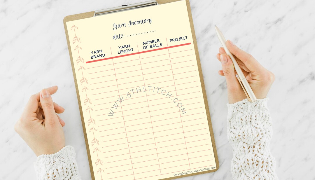 Printable and Fillable Yarn Stash Inventory. Knitters Tracker. PDF File ...