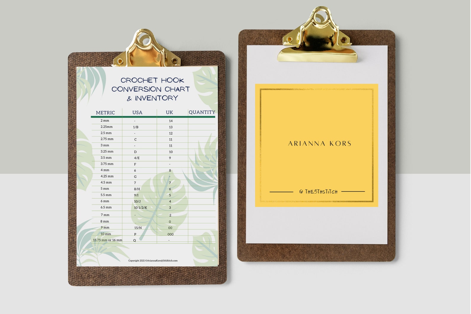 Printable and Fillable Crochet Hooks Conversion Chart and Inventory ...